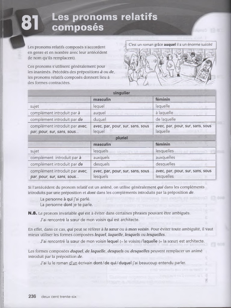 Les Pronoms Relatifs Composés From Grammaire - Savoir-DELF | PDF ...