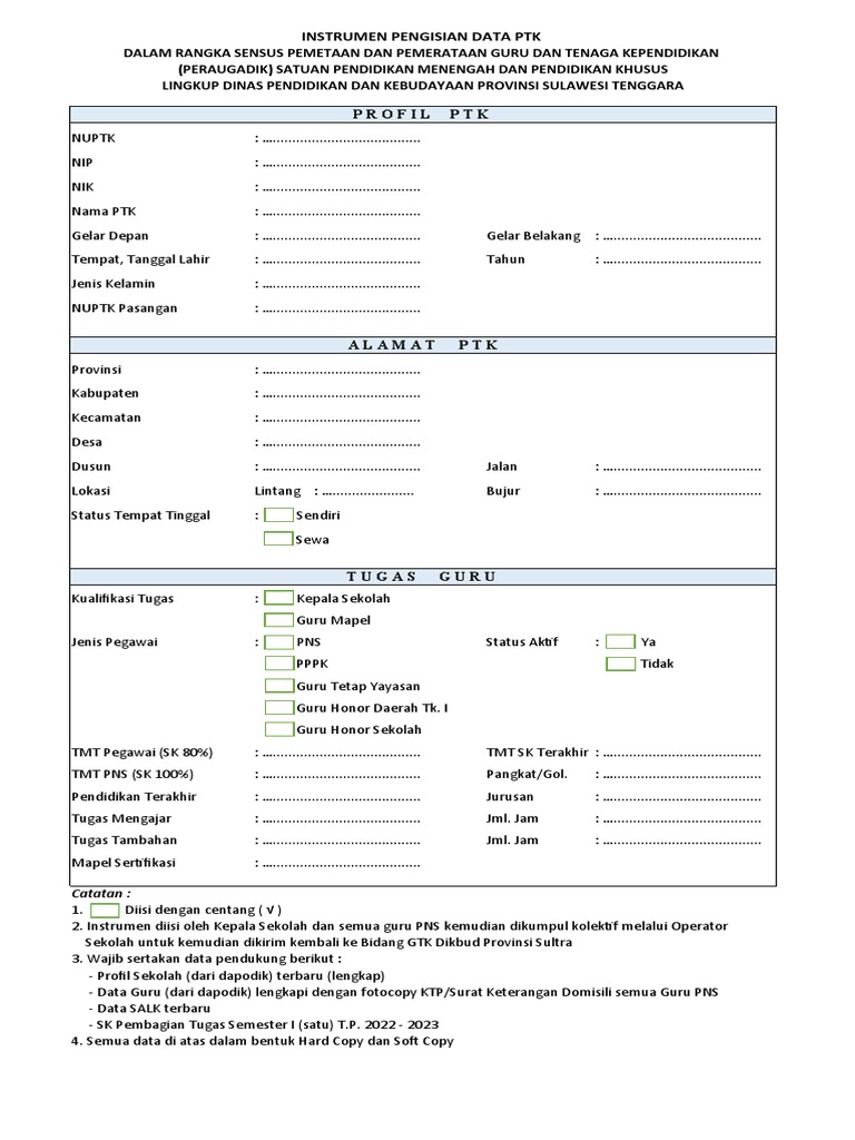 Form. Siap GTK | PDF