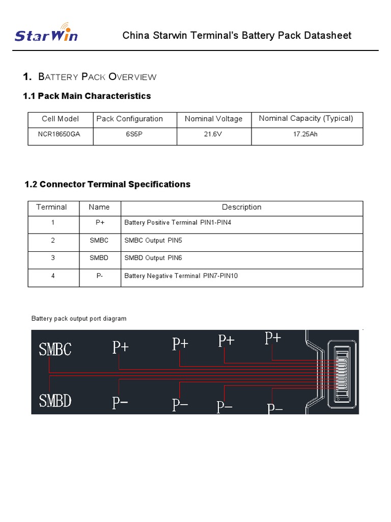 China Starwin Battery Pack Datasheet - R | PDF | Electrical Engineering ...