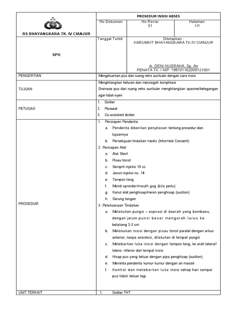 SOP Insisi Abses (THT) | PDF