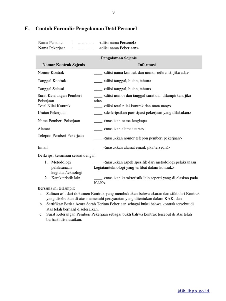 Formulir Pengalaman Detail Personil | PDF Formulir Pengalaman Detail Personil | PDF