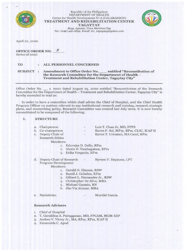 35 - Amendment To Office Order Entitled Reconstitution of The Research ...