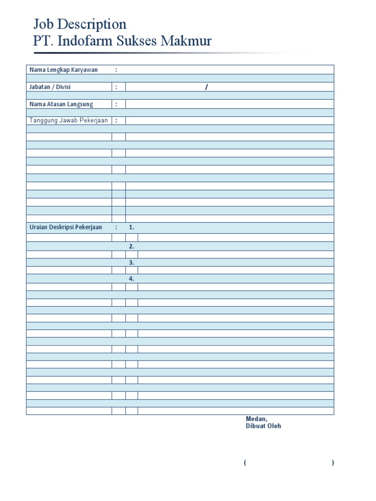 Formulir Isian Job Description | PDF