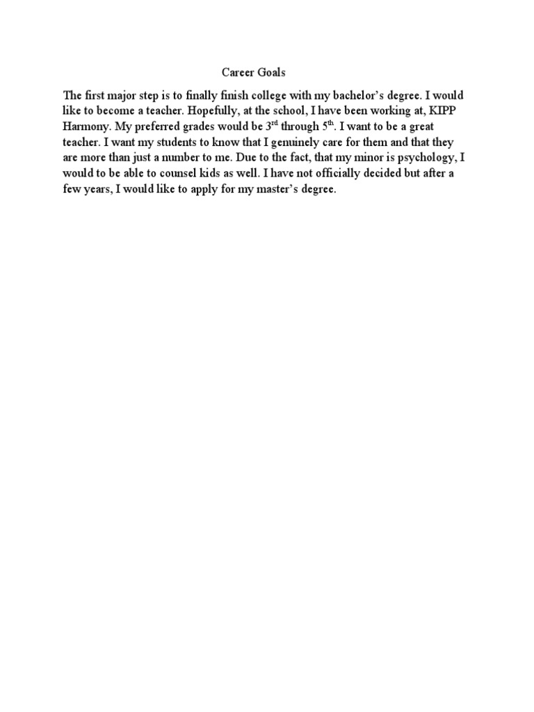 Career Goals | PDF | Self-Improvement | Wellness