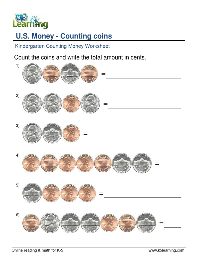 Kindergarten Money Counting Coins Nickels Pennies 2 | PDF | Teaching ...
