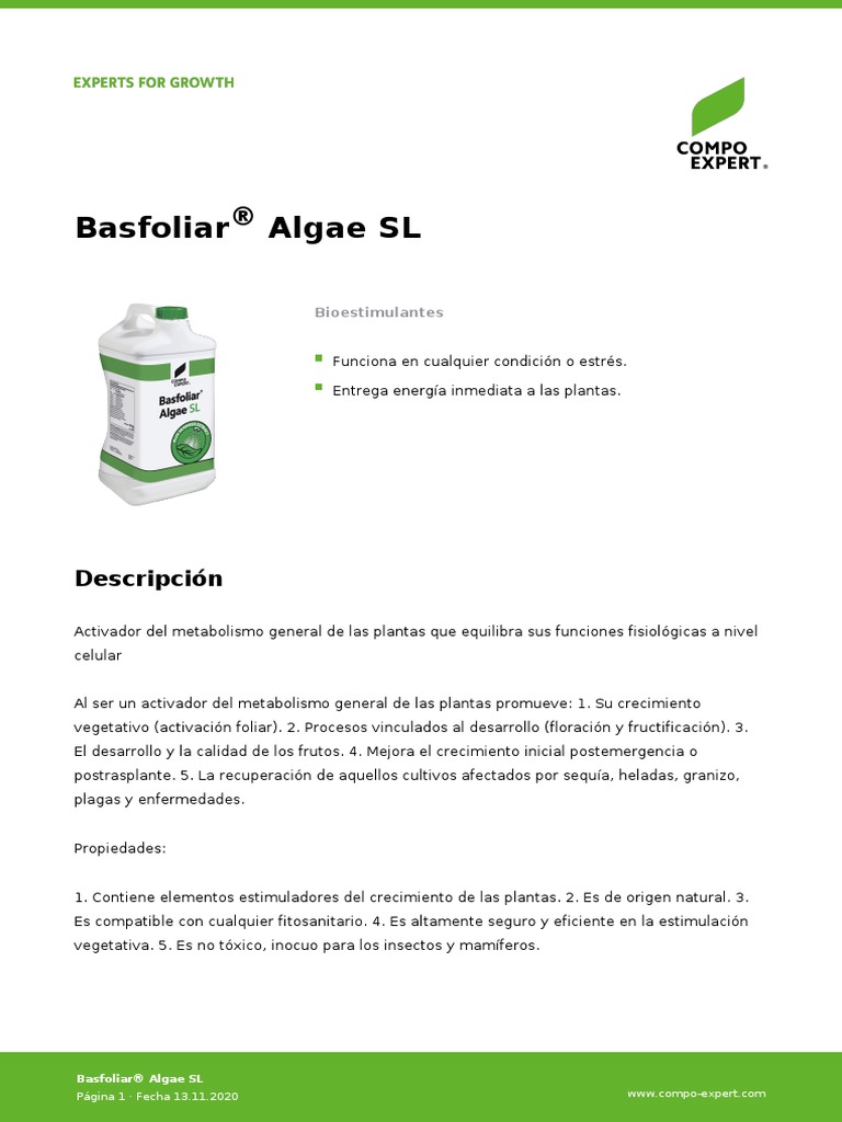 Basfoliar Algae SL | PDF | Fertilizante | Plantas