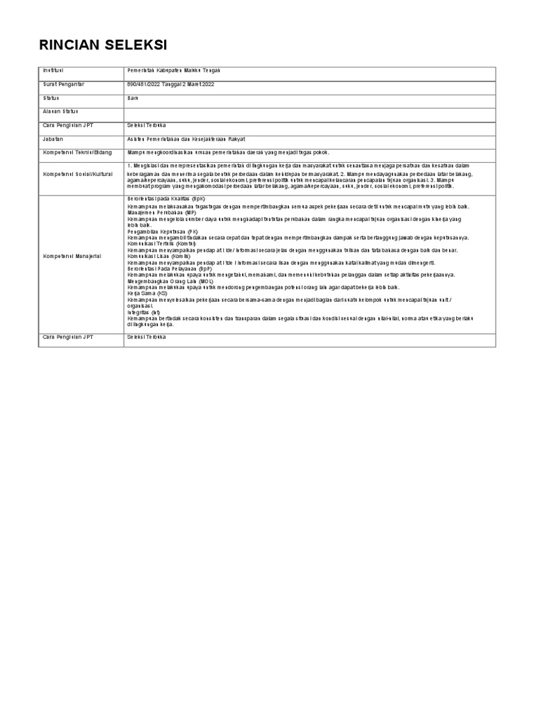 1 Asisten Pemerintahan Dan Kesejahteraan Rakyat | PDF | Karier & Perkembangan | Bisnis