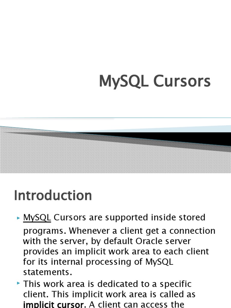 Mysql Cursors Pdf My Sql Parameter Computer Programming