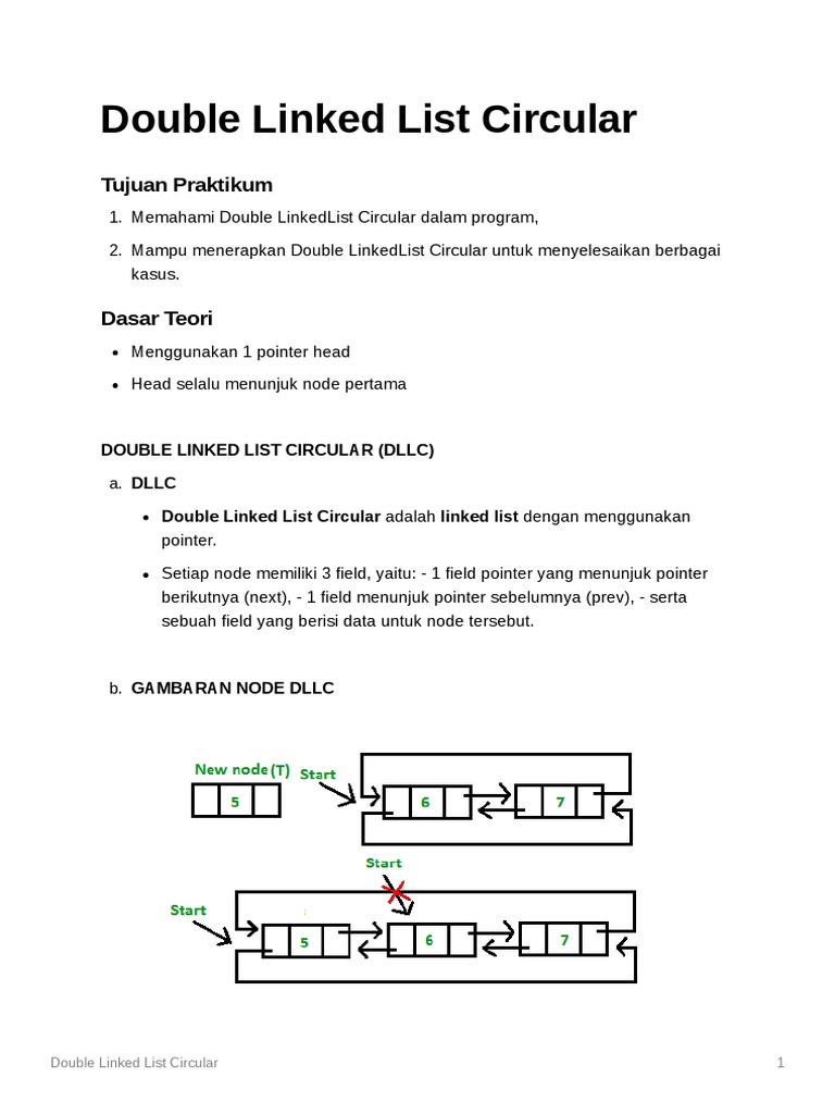 Double Linked List Circular: Tujuan Praktikum | PDF | Pointer (Computer Programming) | Software ...