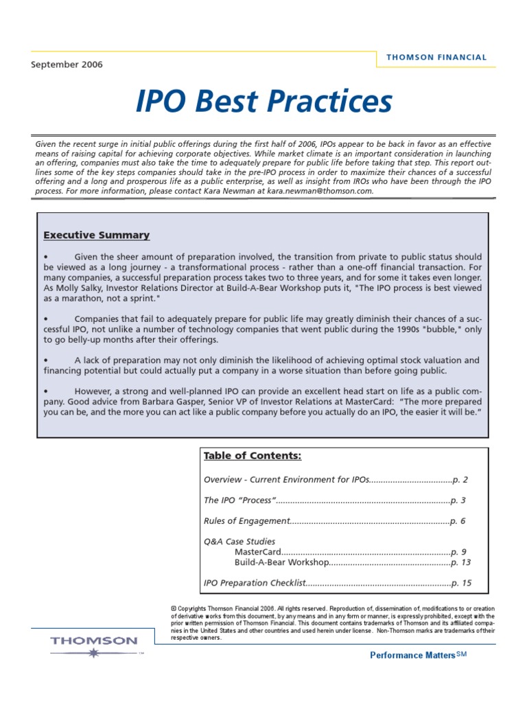 Ipo Best Practices | PDF | Initial Public Offering | Investor