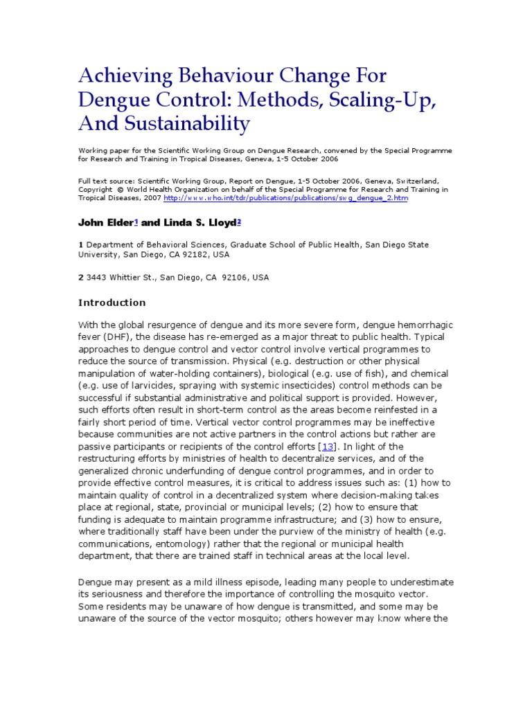 Dengue Article | PDF | Behavior | Survey Methodology