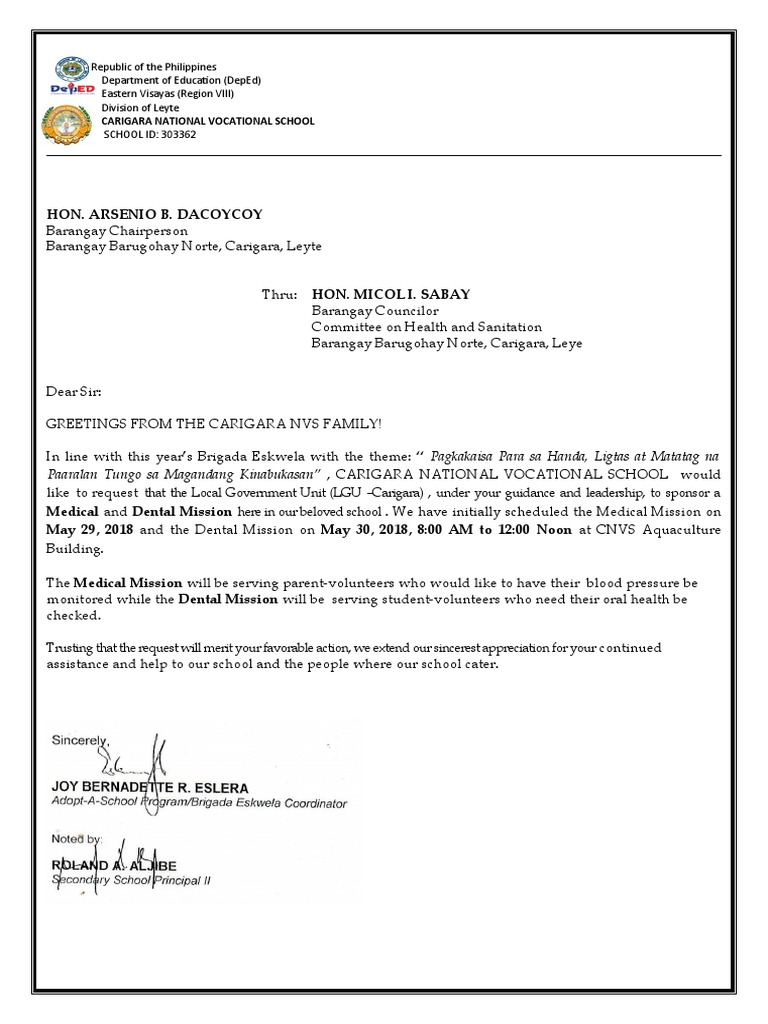 Letter Request For MDCL Mission | PDF | Medicine | Medical Specialties