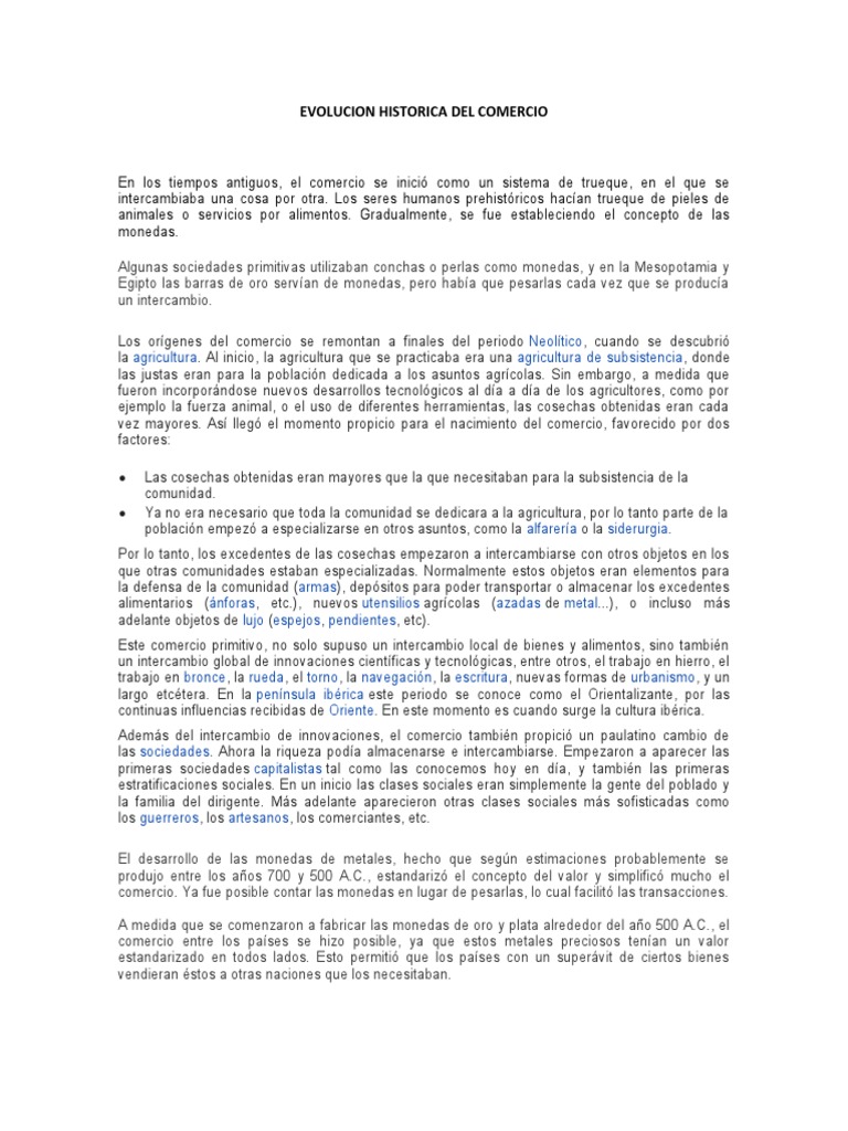 Evolucion Historica Del Comercio | PDF | Comercio | Moneda