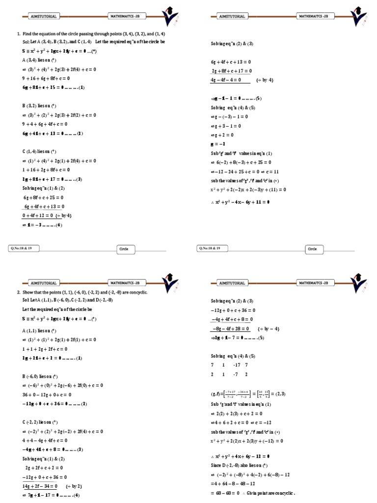 Aimstutorial 2B Laq Saq | PDF | Algebraic Geometry | Geometry