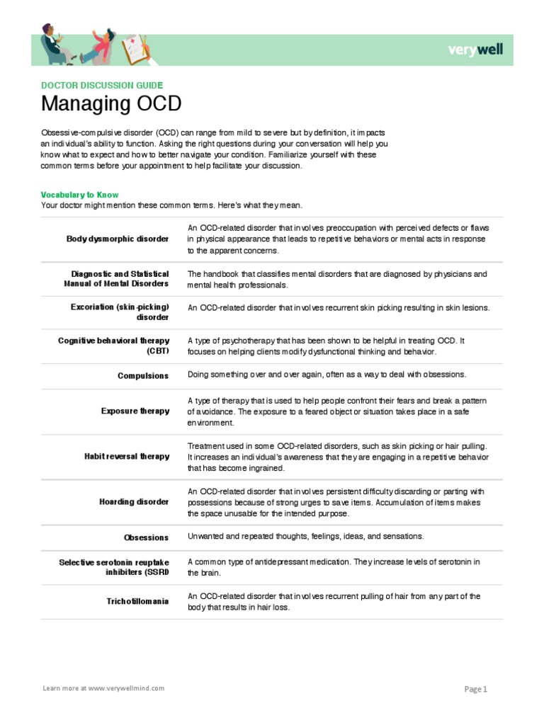 Managing OCD: Doctor Discussion Guide | PDF | Obsessive–Compulsive ...