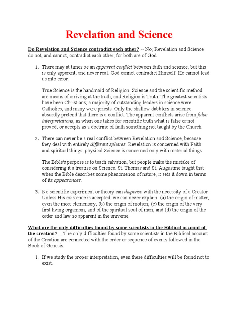 Revelation and Science | PDF | Revelation | Genesis Creation Narrative