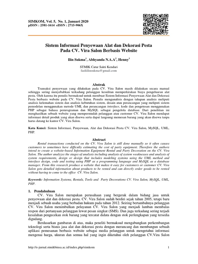 Sistem Informasi Penyewaan Alat Dan Deko 8bb15899 | PDF