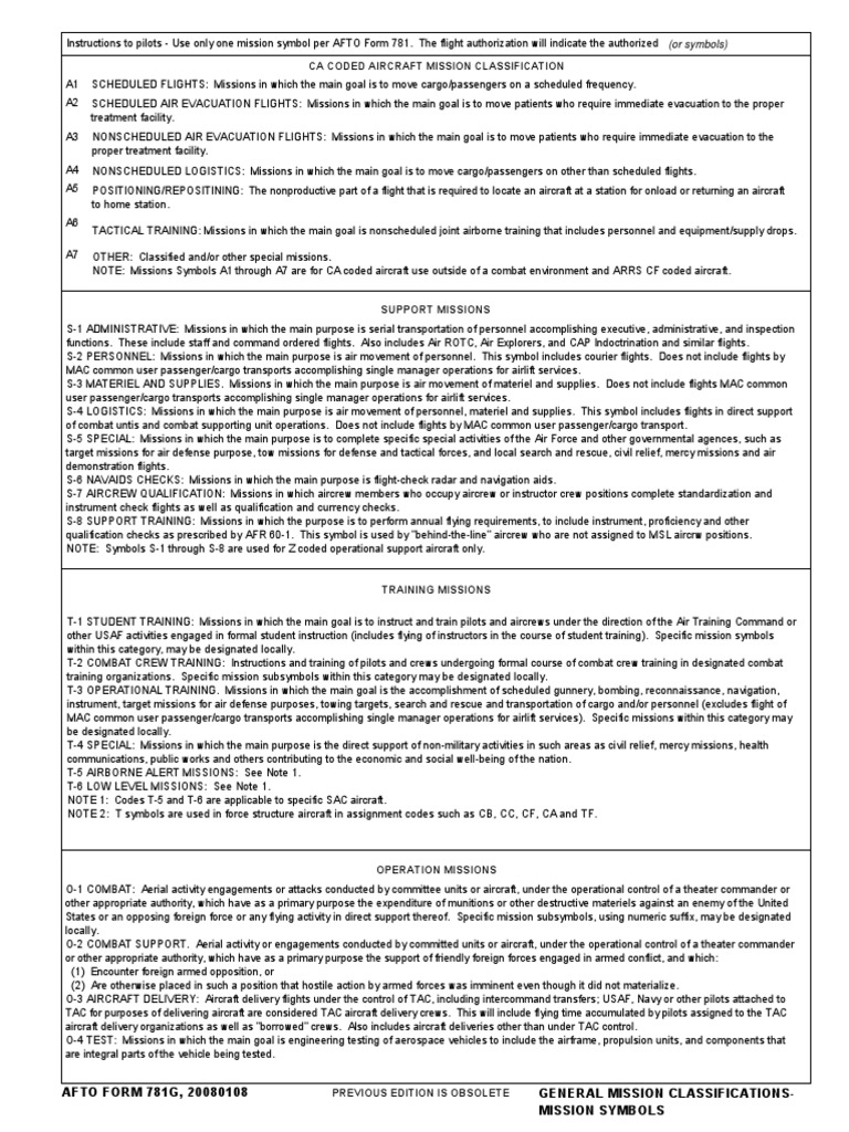 Ca Coded Aircraft Mission Classification: General Mission ...