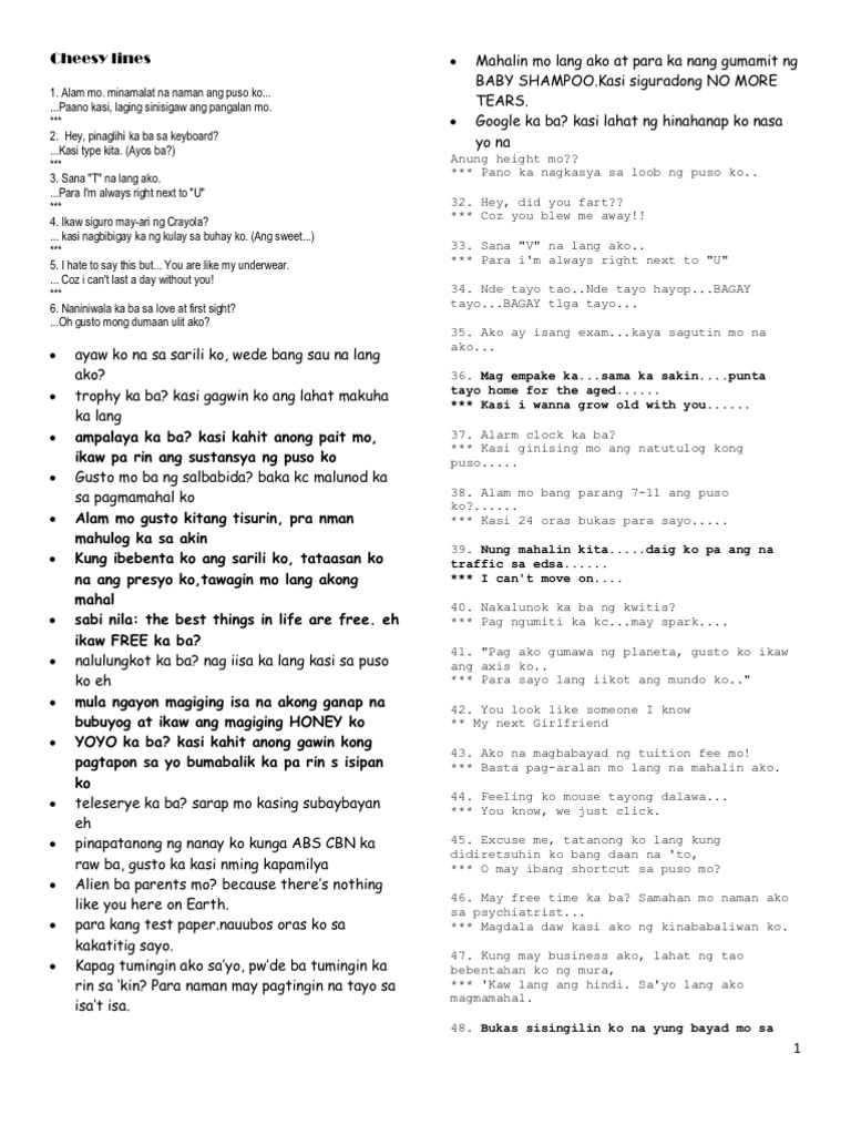 Cheesy Lines | PDF