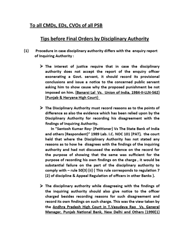Tips Before Final Orders by Disciplinary Authority | PDF | Public Law ...