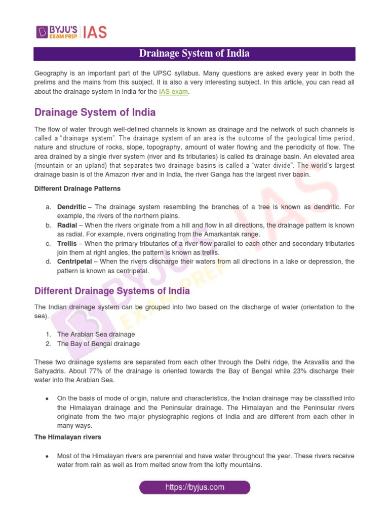 Drainage System of India | PDF | Indus River | Drainage Basin