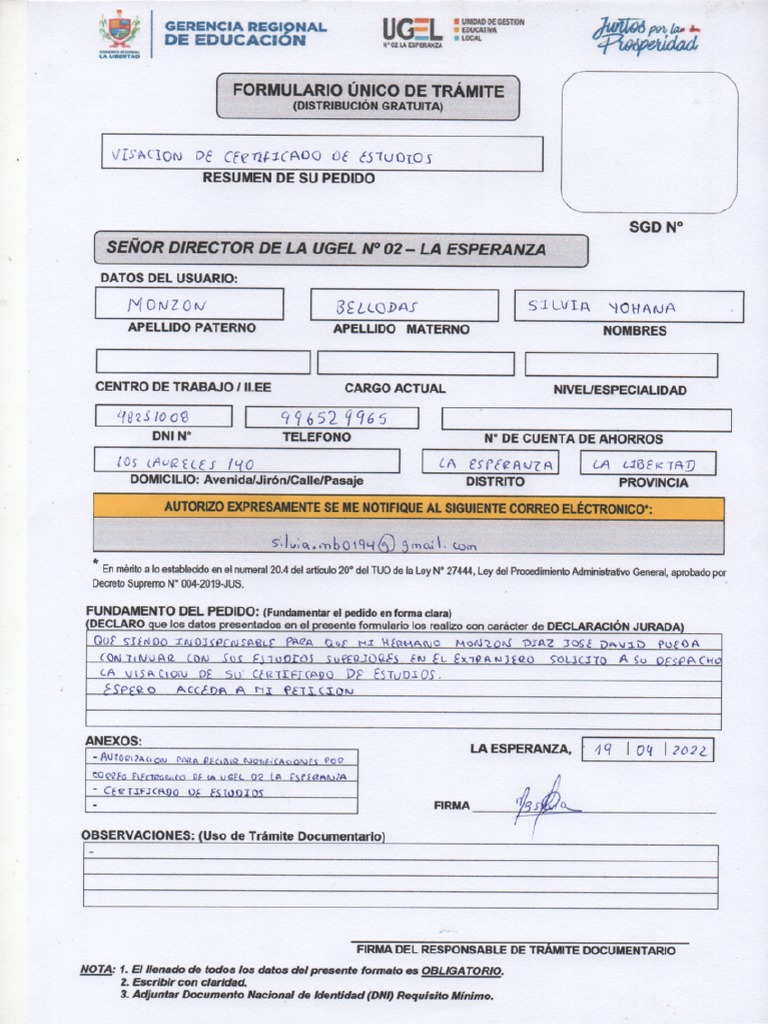 Formulario Unico de Tramite | PDF Formulario Unico de Tramite | PDF