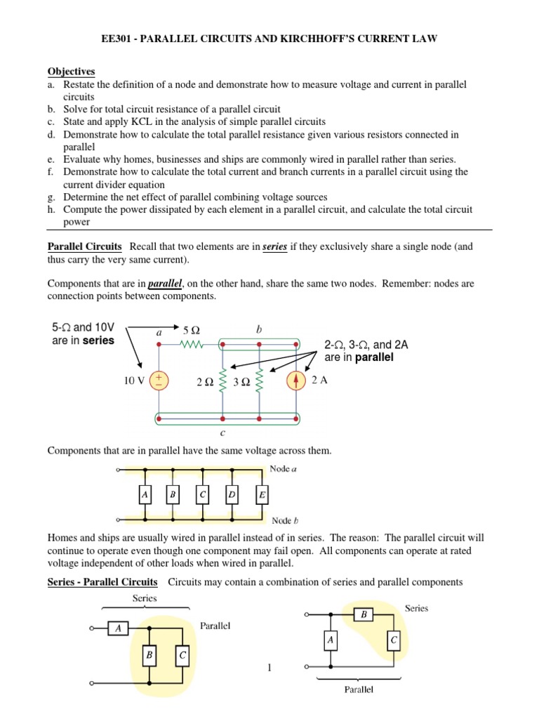 Analysis of Parallel Circuits and Kirchhoff's Current Law | PDF ...