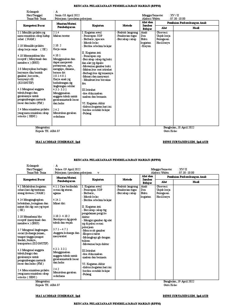 RPPH Minggu 15 | PDF | Karier & Perkembangan | Kesehatan Holistik