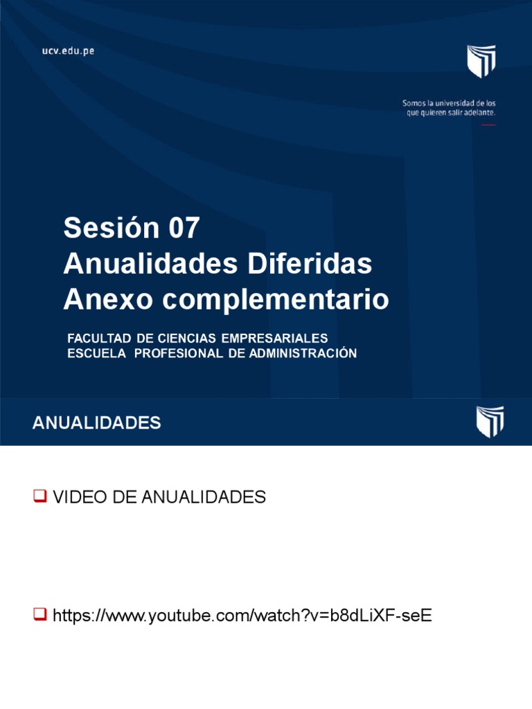 Sesión 07 Anualidades Diferidas (Anexo Complementario) | PDF | Economias