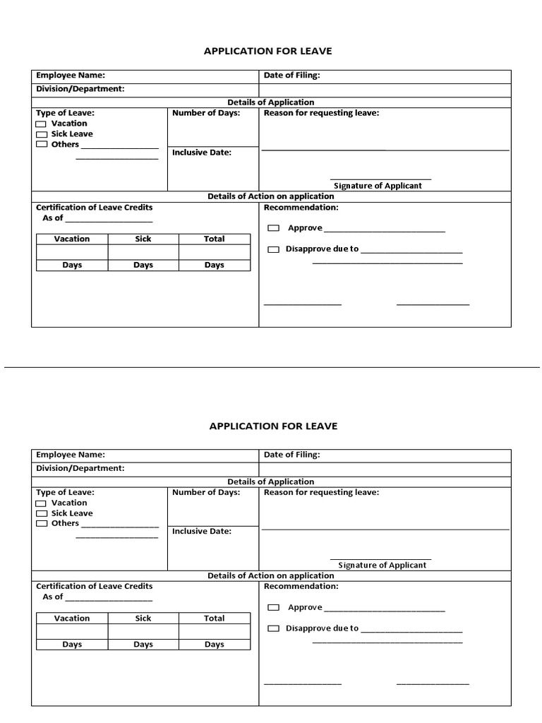 Leave Application Form | PDF