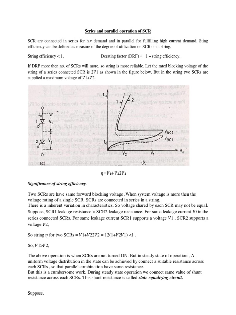 SCR Series and Parallel Operation Guide | PDF | Capacitor | Electronics
