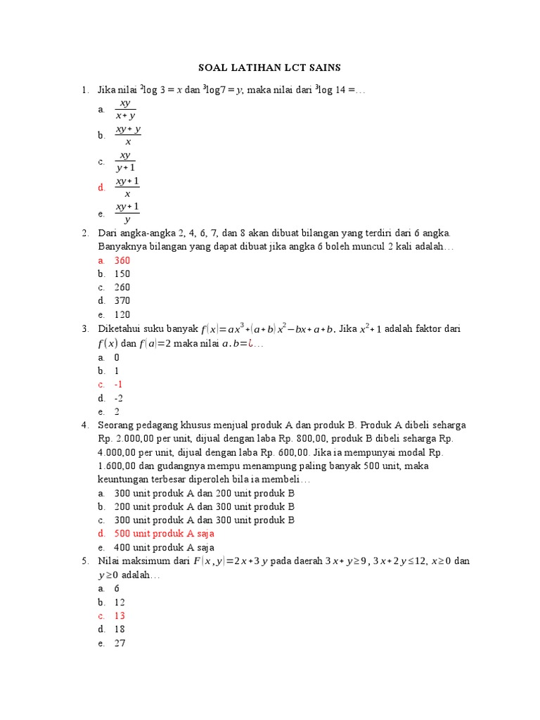 Soal Latihan LCT Sains | PDF