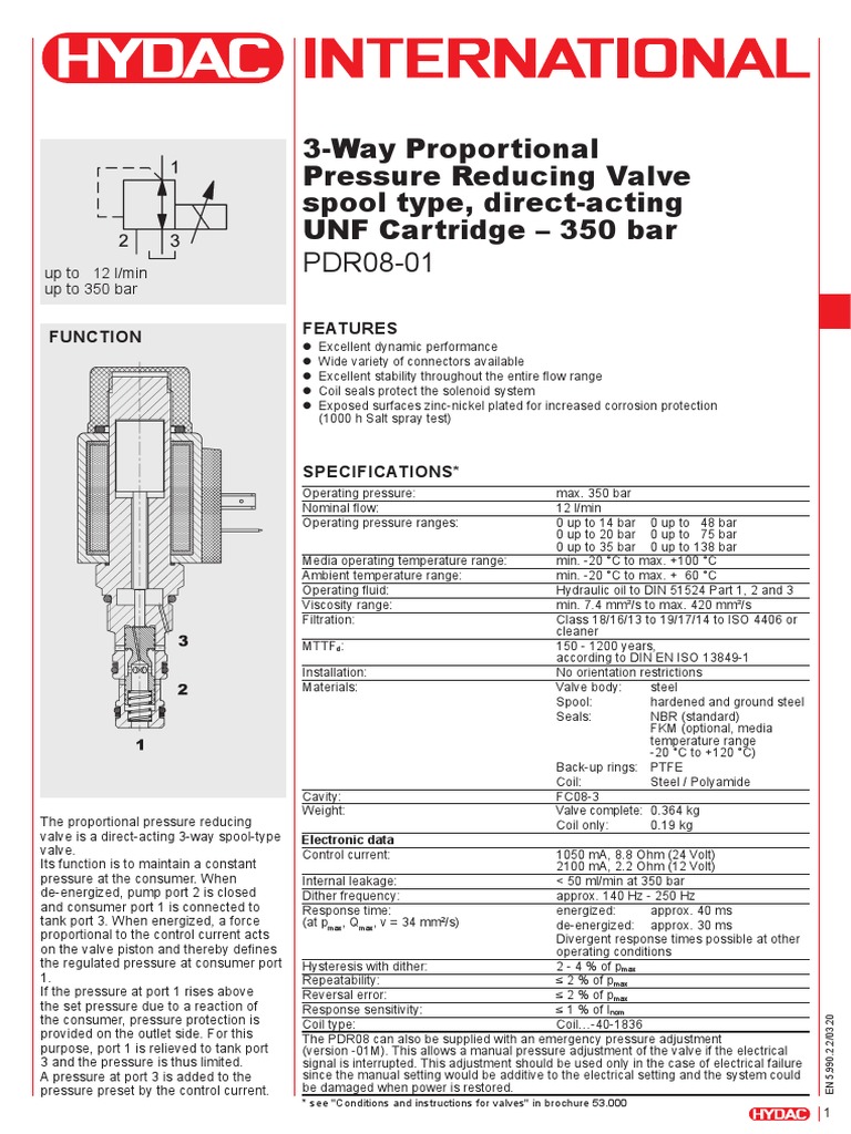 3-Way Proportional Pressure Reducing Valve Spool Type, Direct-Acting ...