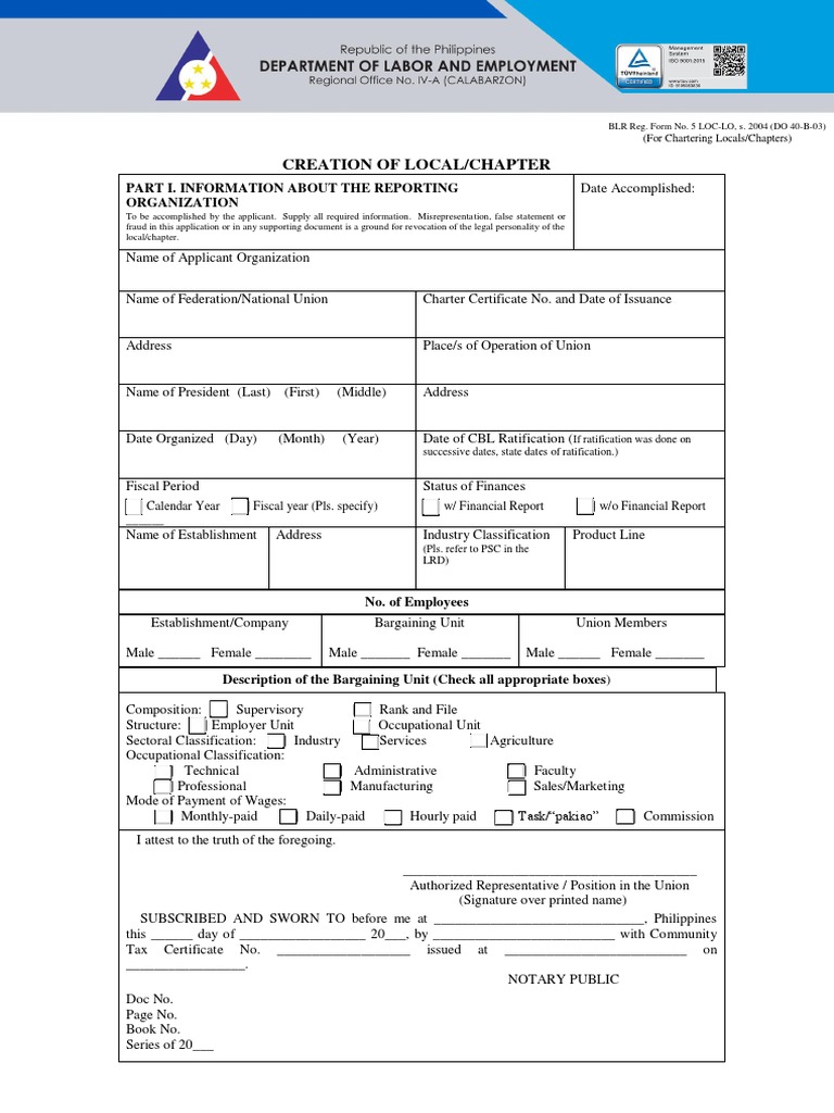 Application Form For Creation of Local Chapter | PDF | Notary Public ...