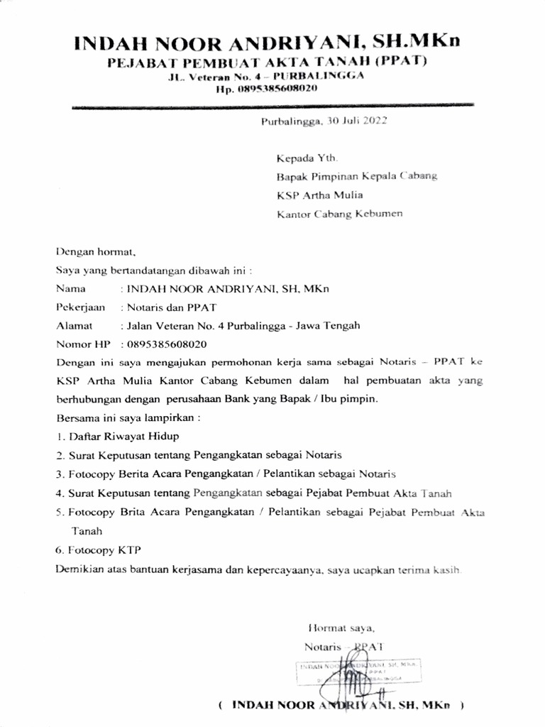 Permohonan Kerjasama Dan Daftar Tarif | PDF