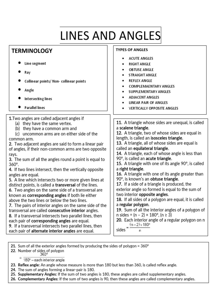Class 9 Lines and Angles | PDF | Triangle | Line (Geometry)