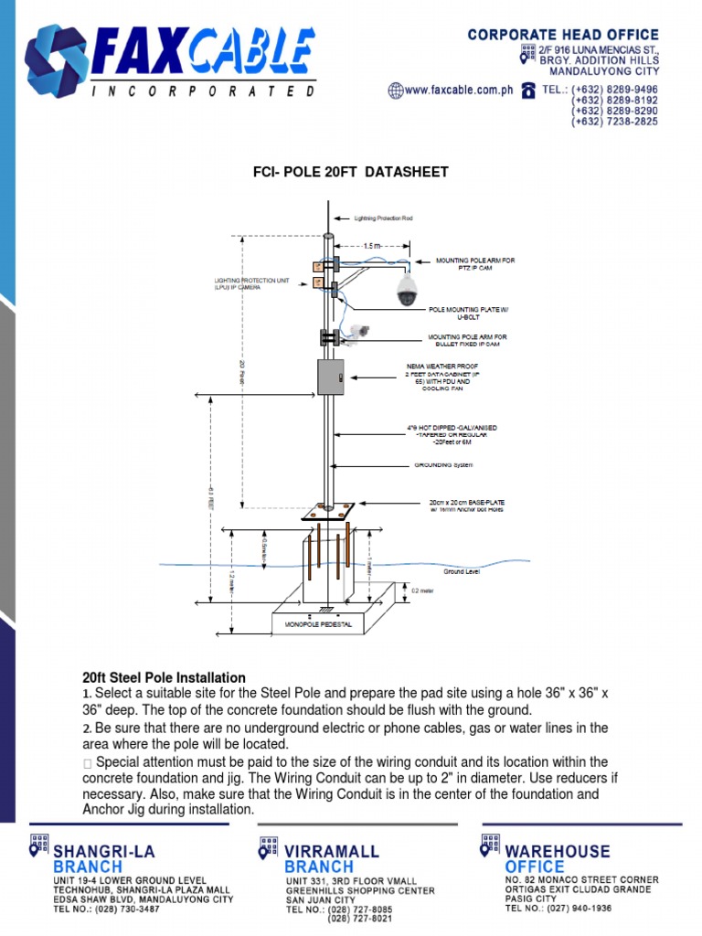 20ft Steel Pole Datasheet | PDF | Screw | Nut (Hardware)