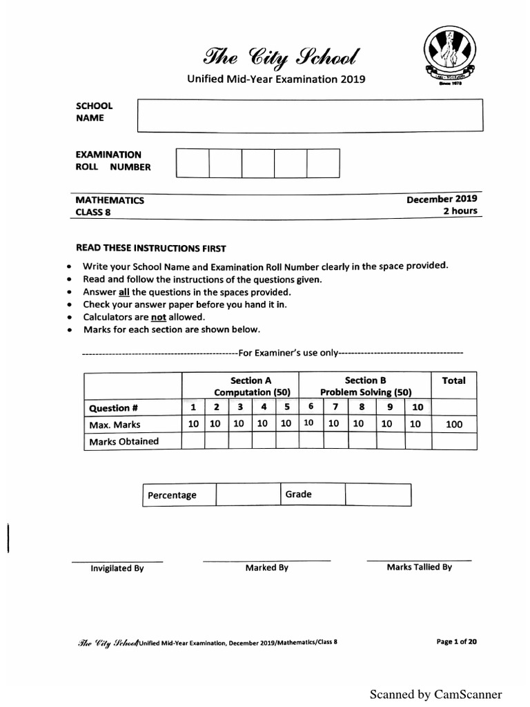 Maths Past Paper 2 | PDF