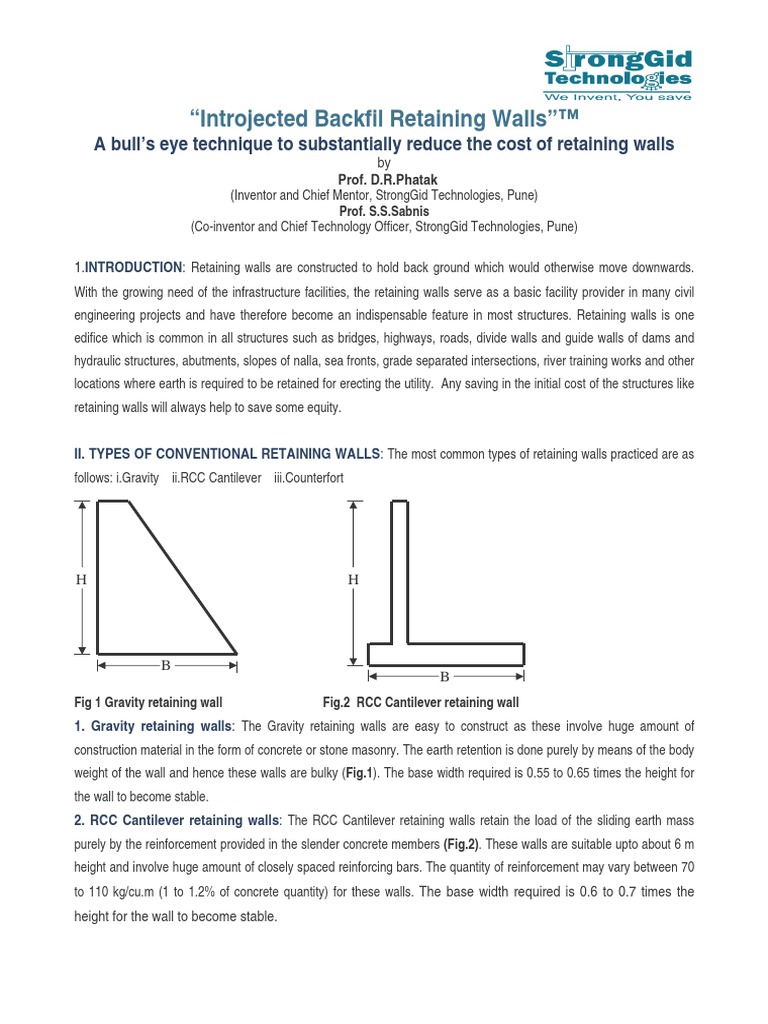 1.INTRODUCTION - Retaining Walls Are Constructed To Hold Back Ground ...