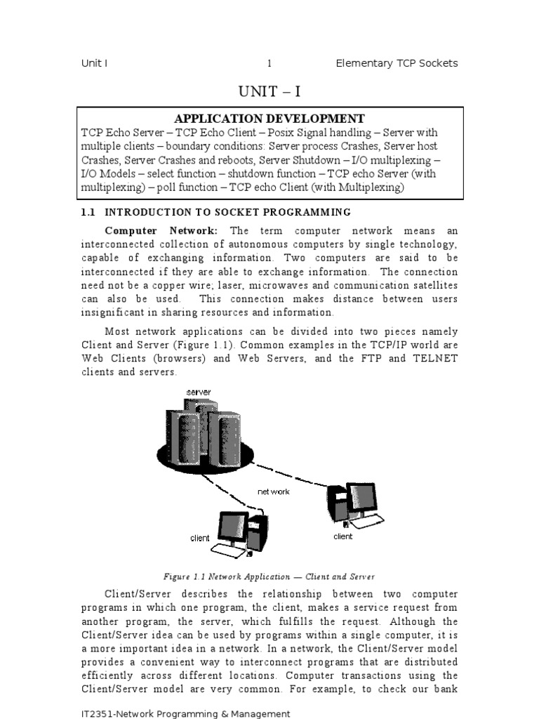 Unit 1 | PDF | Network Socket | Transmission Control Protocol