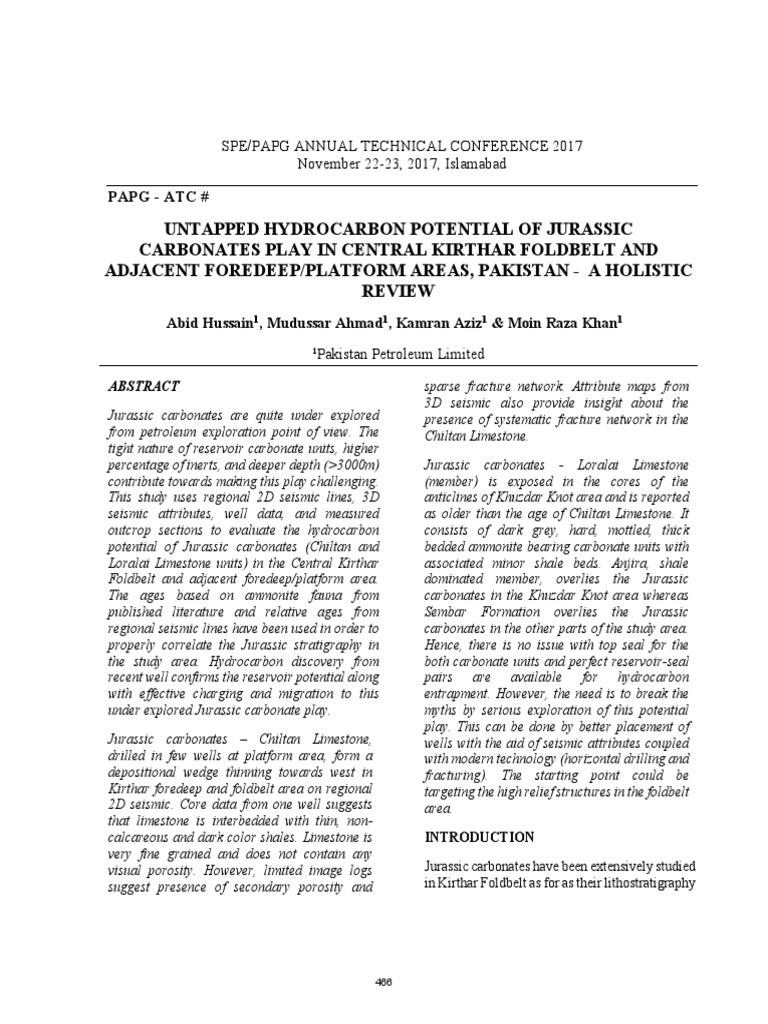 Hydrocarbon Potential of Jurassic Carbonates - Chiltan Paper | PDF ...