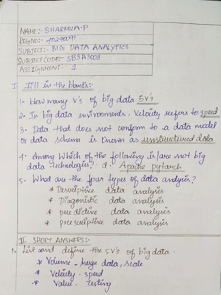 Sharmila .P Big Data Analytics Assignment 1 | PDF | Technology & Engineering