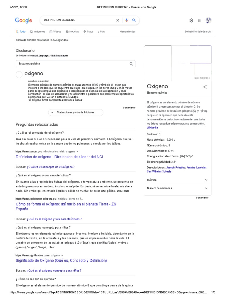 Definición y significado de oxígeno | PDF | Oxígeno | Química