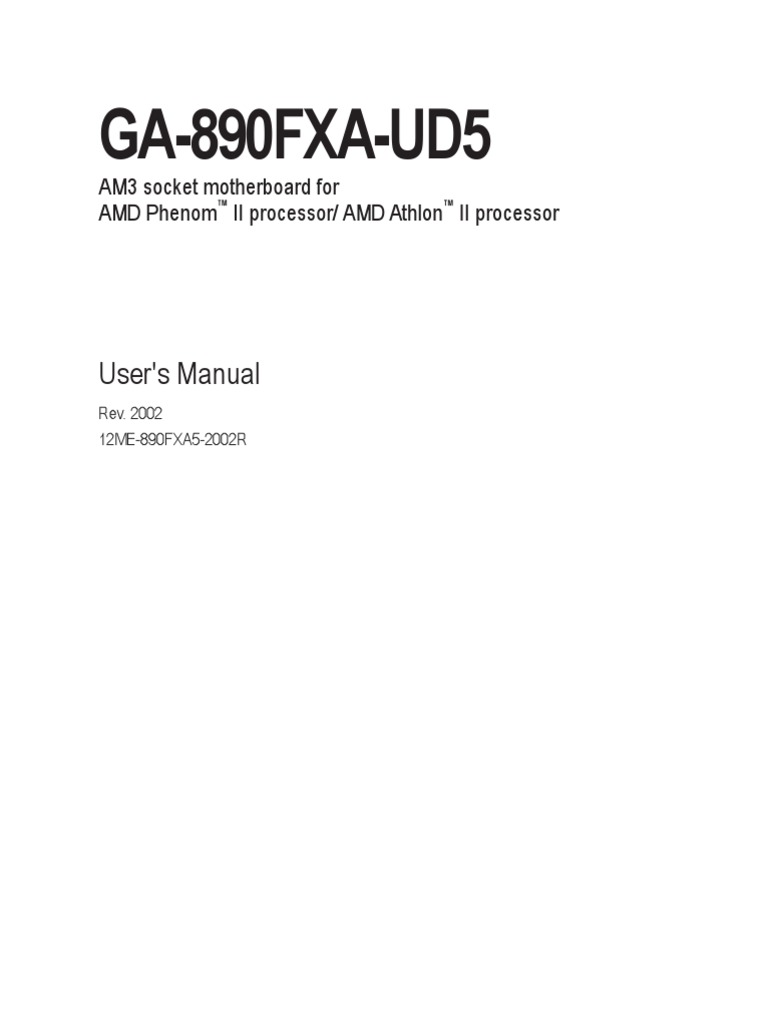 MB Manual Ga-890fxa Ud5 v2 | PDF | Bios | Usb