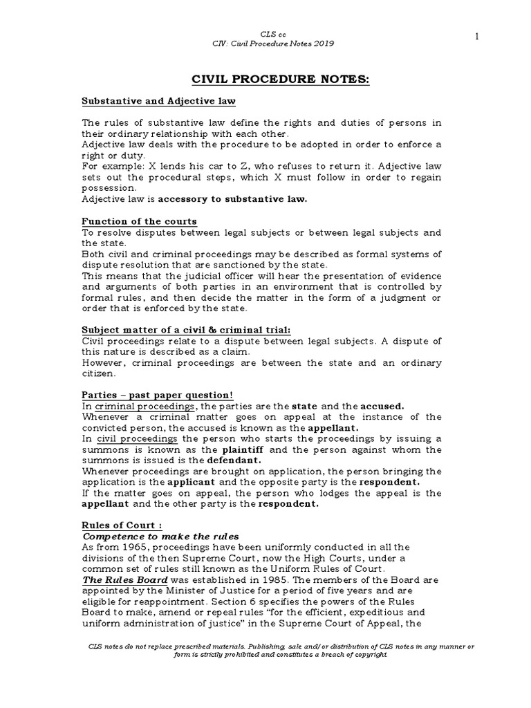 Civ Civils Notes 2019 | PDF | Mediation | Jurisdiction