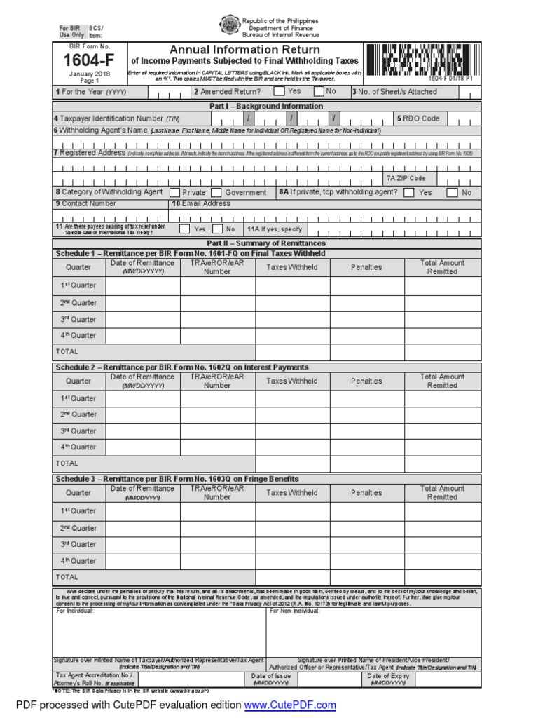 BIR FORM 1604-F New Form | PDF | Taxes | Public Finance