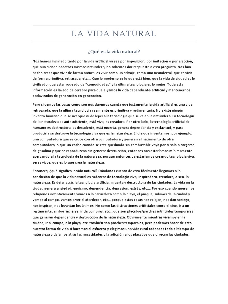 La verdadera naturaleza de la vida natural | PDF | Naturaleza