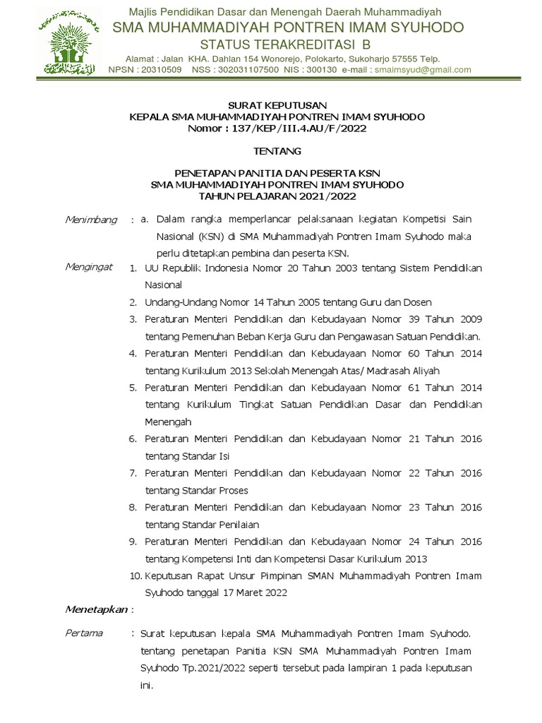 Surat Keputusan KSN 2022 | PDF