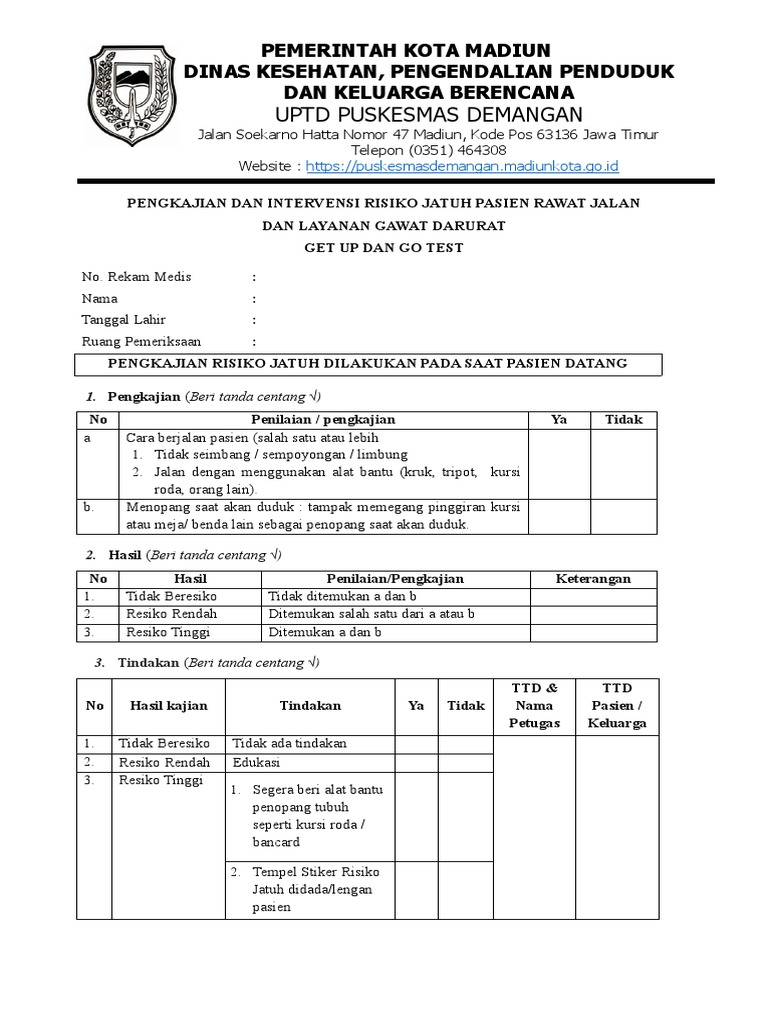 Form Pengkajian Risiko Jatuh Pasien Rawat Jalan | PDF