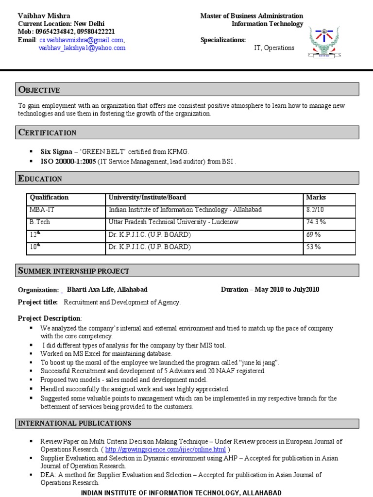 Vaibhav Mishra CV | PDF | Recruitment | Software